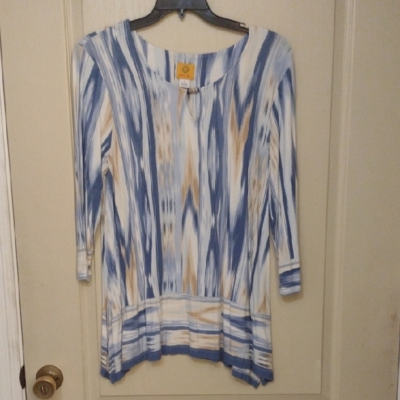 Ruby Rd. | Tops | Ruby Rd Blue And White Asymmetrical Tunic With 34 ...